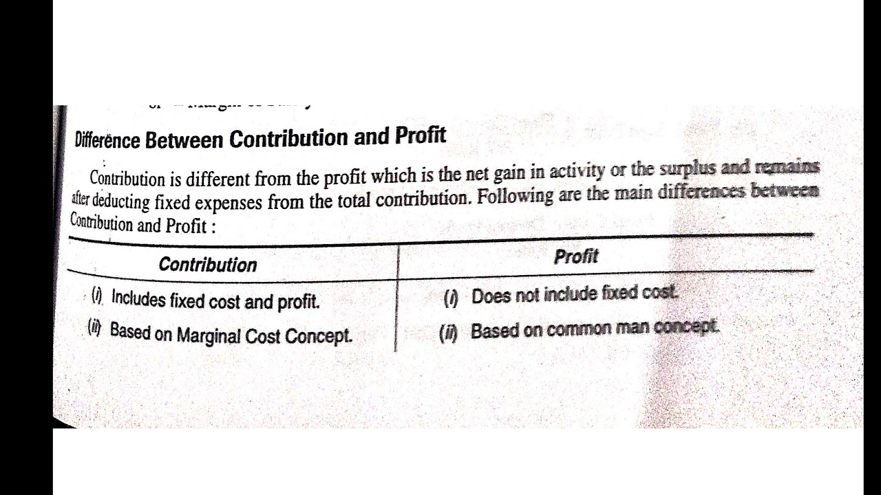 Difference between Contribution and Profit P/V Ratio practical ...