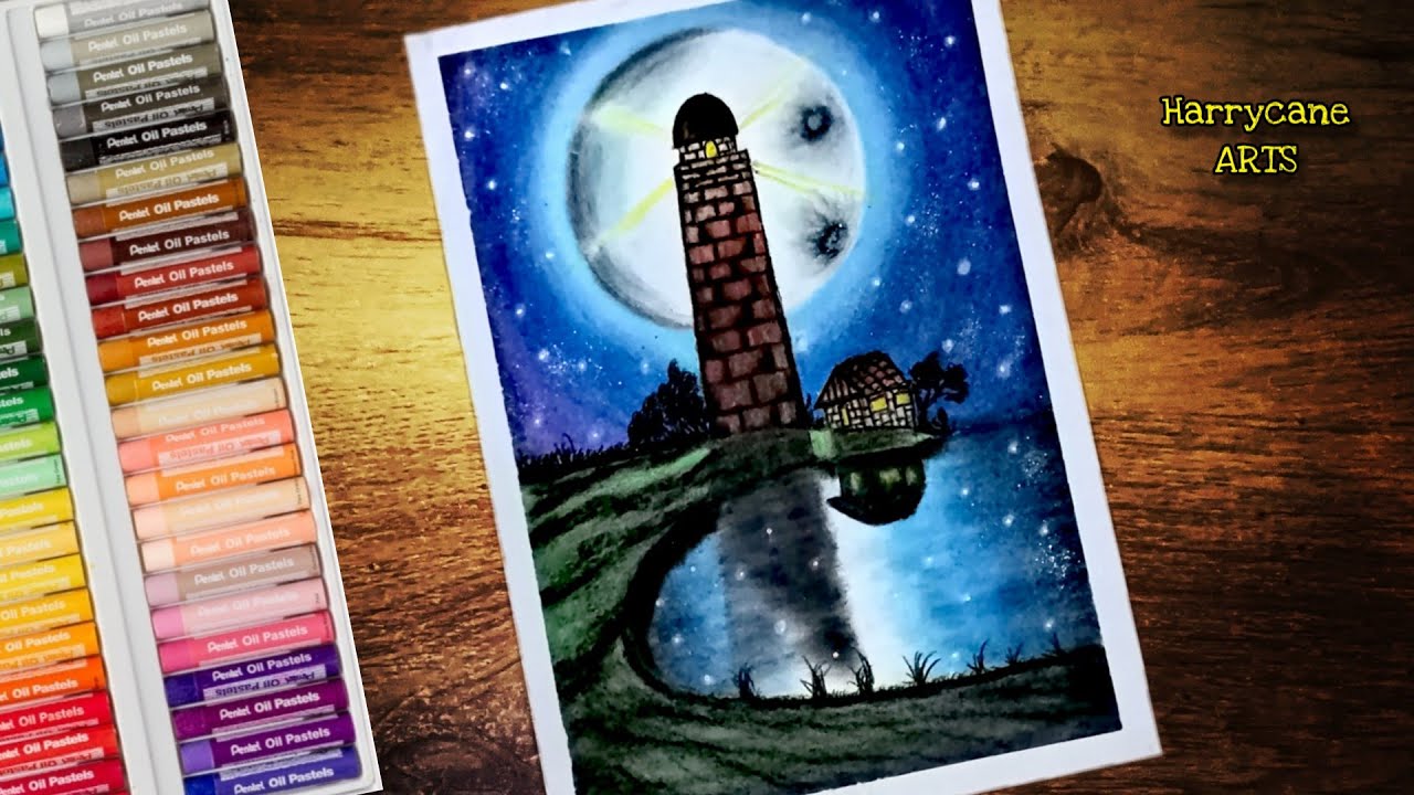 Easy Drawing Beautiful Nature Scenery/Lighthouse Batanes in oil pastel ...