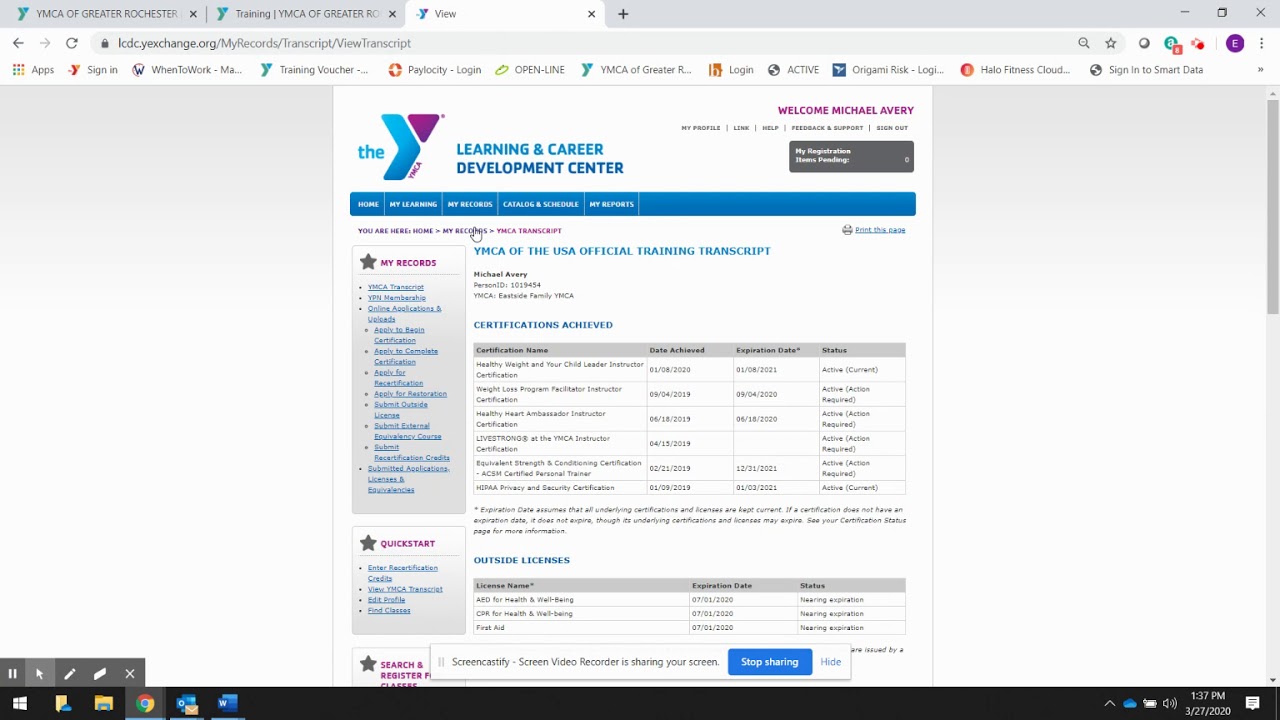 Accessing your YMCA Transcript - YouTube