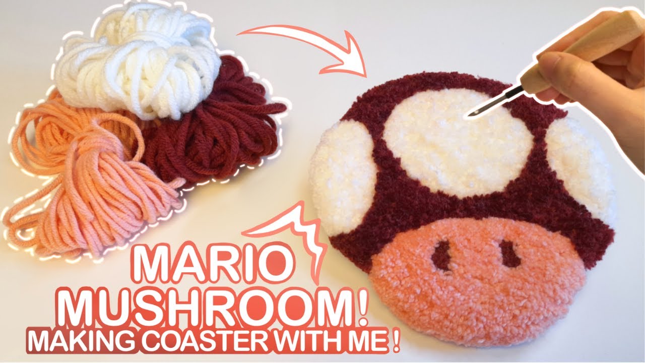 Punch Needle 】Embroidered Tutorial of DIY Mario Mushroom Coaster 🍄🎮🪡🧵🧶 ...