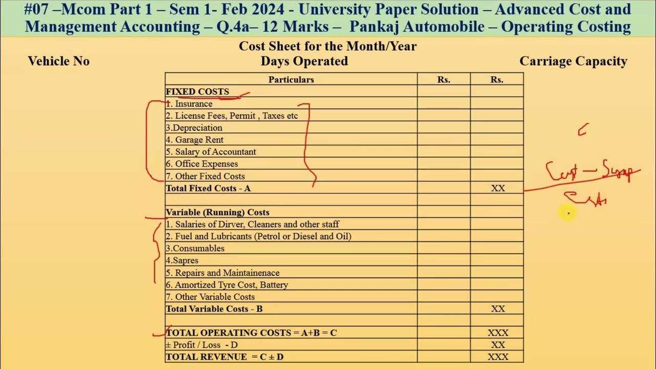 #07 –Mcom Part 1– Sem 1- Feb 2024 - University Paper Solution – Adv Cost and Mang Ac– Q.4a– 12 ...