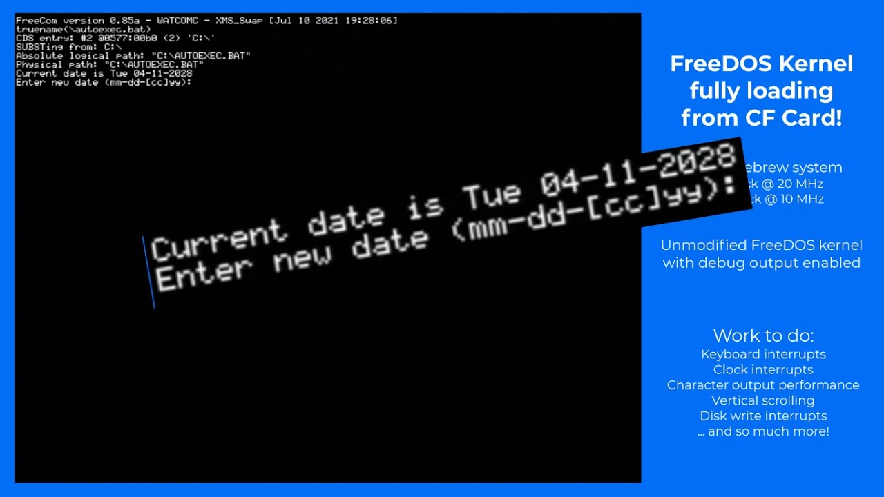 80286 Build - FreeDOS Kernel Fully Loaded! :) - YouTube