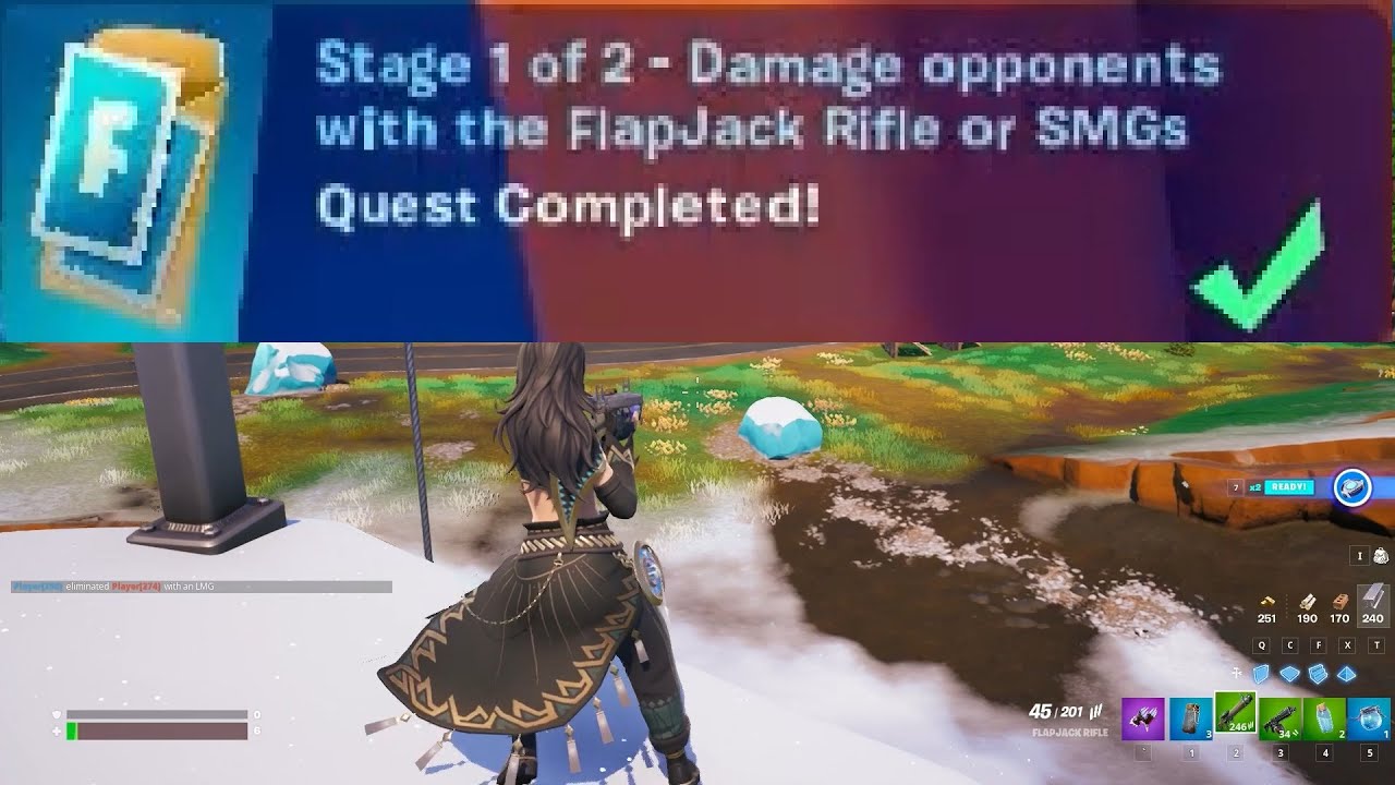 Damage opponents with the FlapJack Rifle or SMGs Fortnite - YouTube