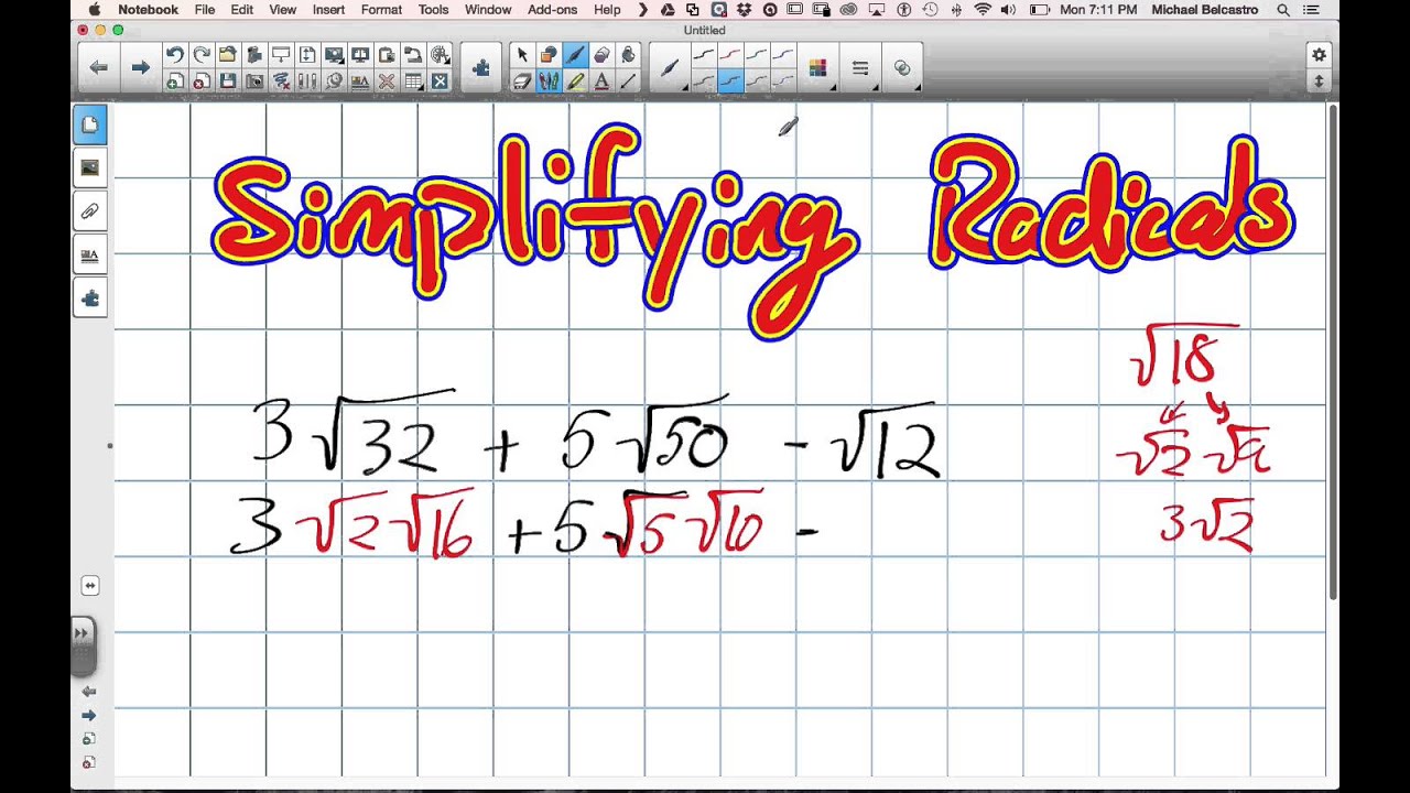 Simplifying Radicals Grade 11 University Lesson 2 5 6 15 15 - YouTube