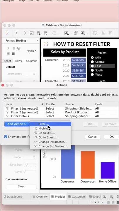 How to add Reset Filters button in Tableau - YouTube
