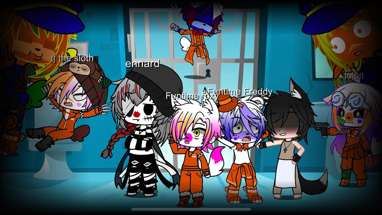 Fnaf sister location characters in prison (Gacha club) (fnaf) - YouTube