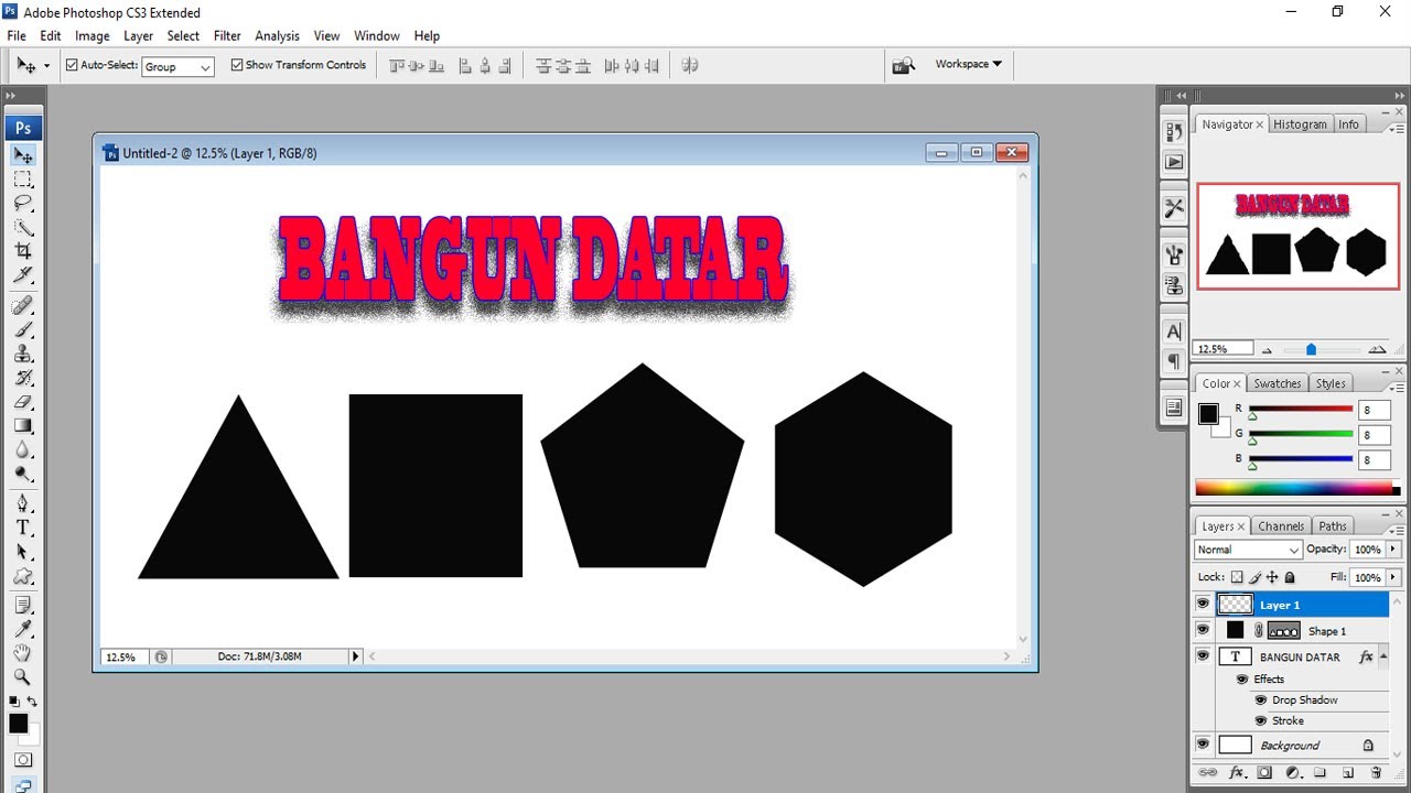 Cara Membuat Segi Tiga, Persegi dan Bangun Datar Lainnya di PhotoShop ...