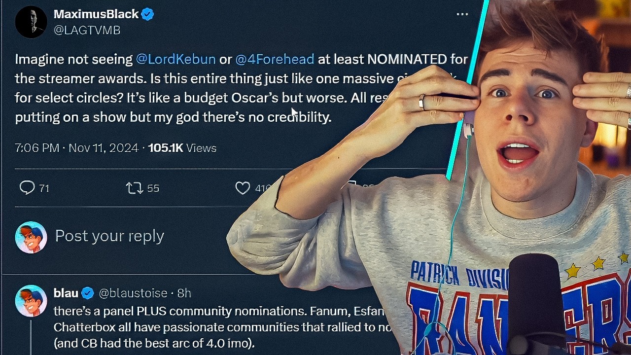 Blau Responds to People Complaining About Streamer Awards - YouTube