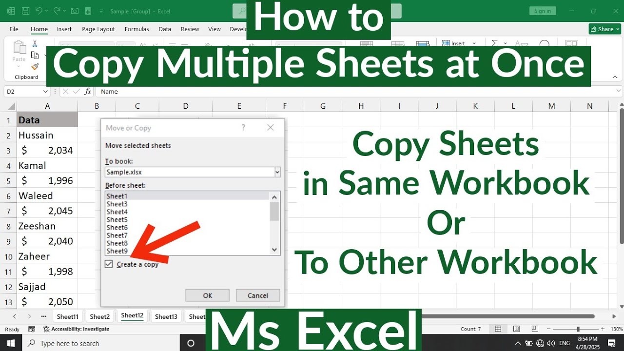 How To Copy Multiple Sheets At Once In Excel How To Copy Multiple