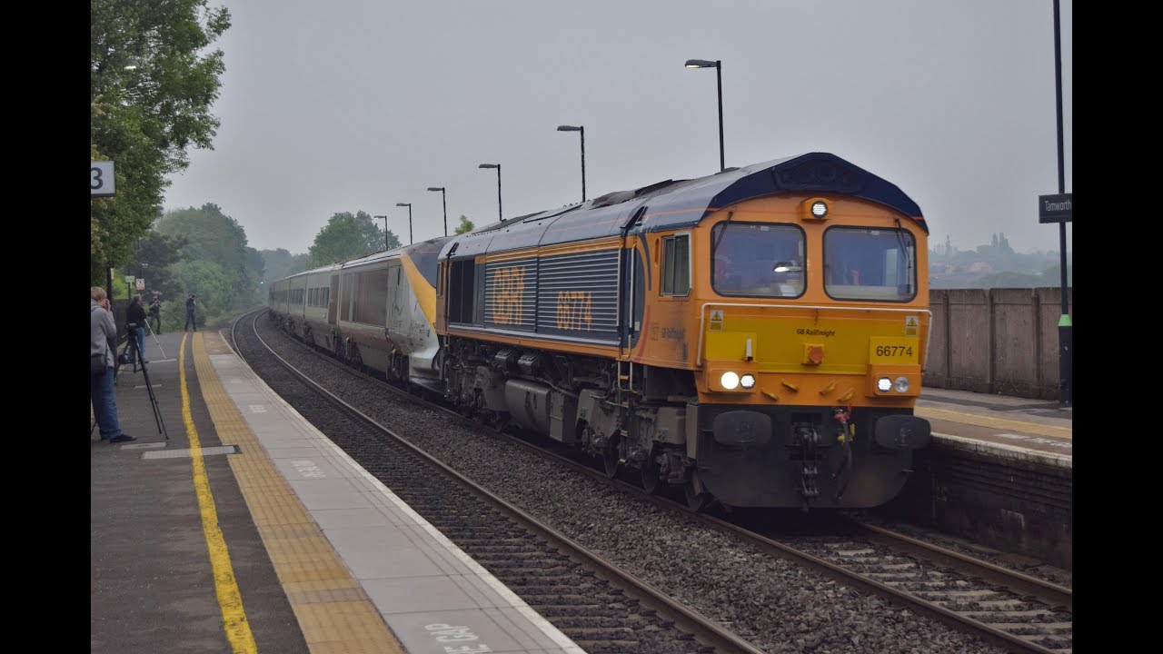 GBRF Class 66 | Eurostar Scrap Move | Tamworth [HD1080p] | 26/5/18 ...