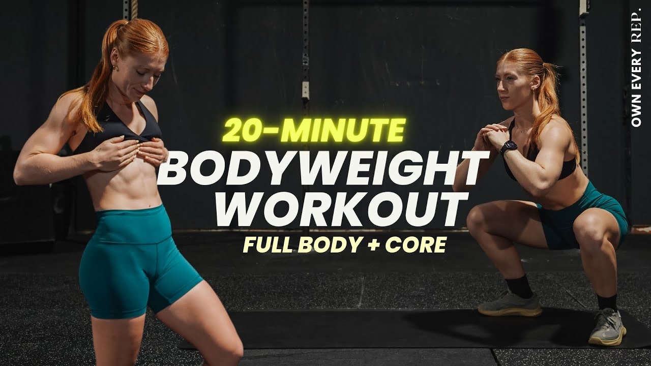 20 Min. Bodyweight Workout + Core Finisher | EMOM | follow along, no ...