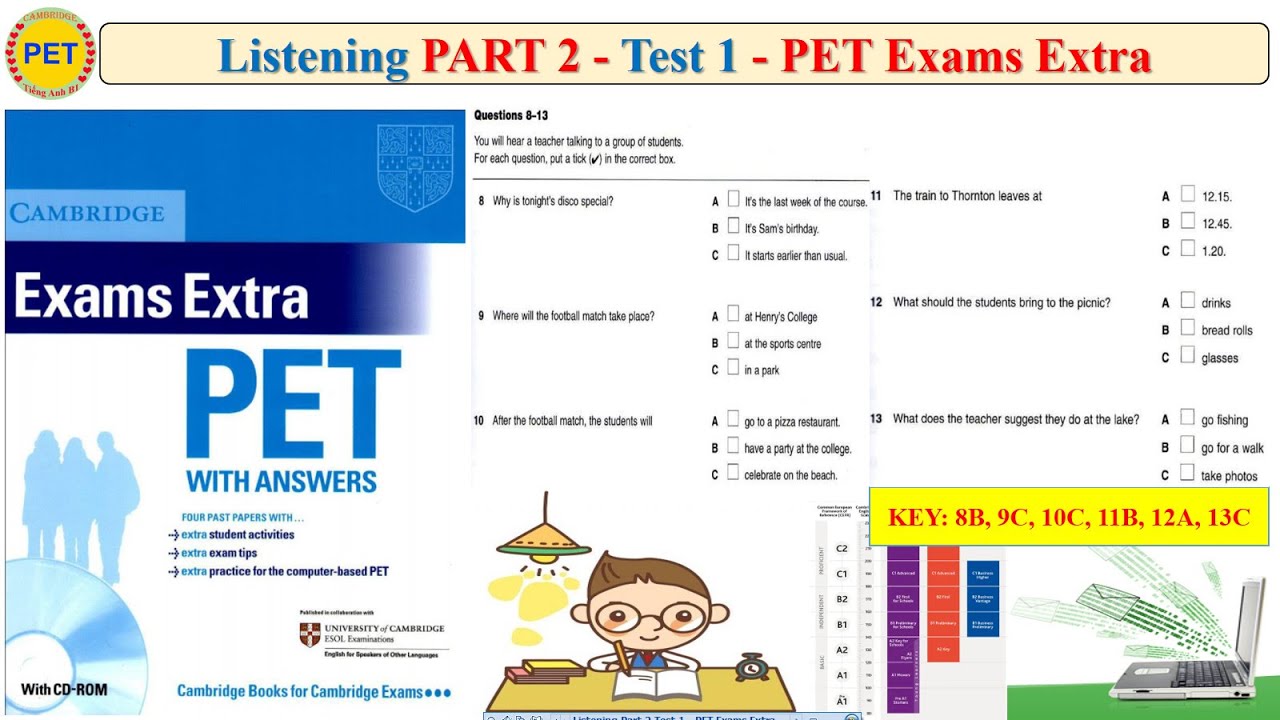 PET Exams Extra Listening Part 2 Test 1 (Transcript + Key) - YouTube
