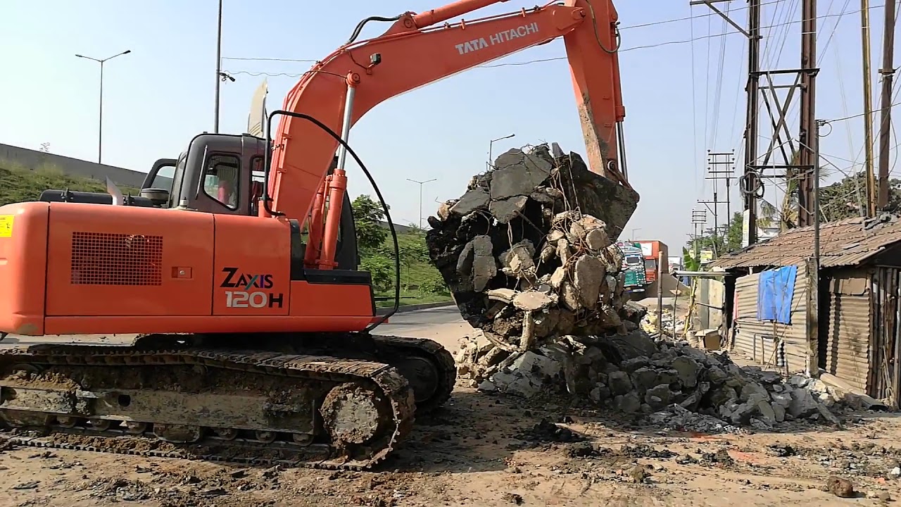 Excavator Breaking The Big Rock On the Highway Road ||JCB Pulling The ...