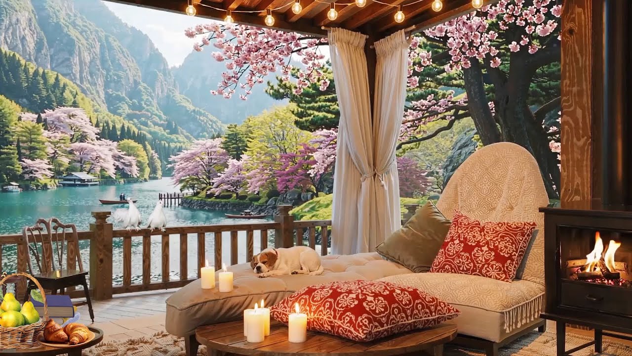 Cozy Lakeside Cottage on a Spring Morning – Relaxing Piano, Birds ...