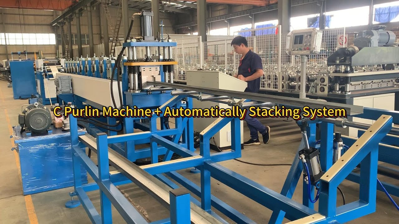 C Purlin Machine + Automatically Stacking System - YouTube