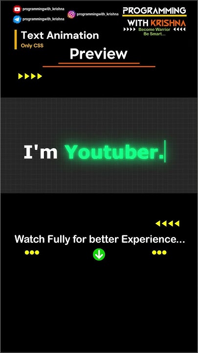 Text Animation Html Css Programmingwithkrishna Html Css Cssanimation Js Javatutorial