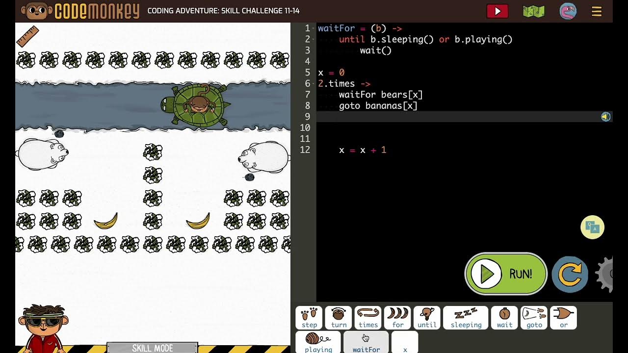 CodeMonkey Skill Mode 11-14 - YouTube