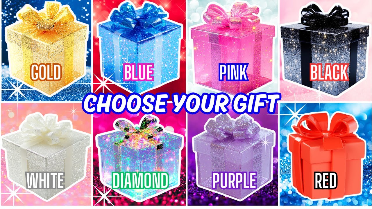 Choose YOUR Gift🎁💖😍🤮8 gift box challenge Gold, Blue, Pink, Black, White ...