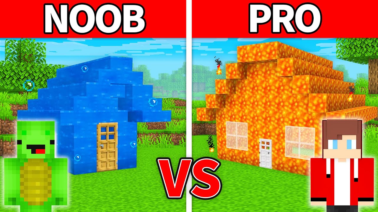 JJ and Mikey Noob vs Pro: ELEMENTAL House Build Battle Challenge - Maizen Parody Video in ...