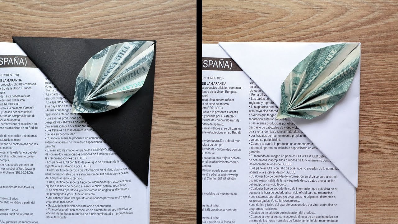 My PAPER BOOKMARK WITH MONEY LEAF | Dollar Origami | Moneygami ...