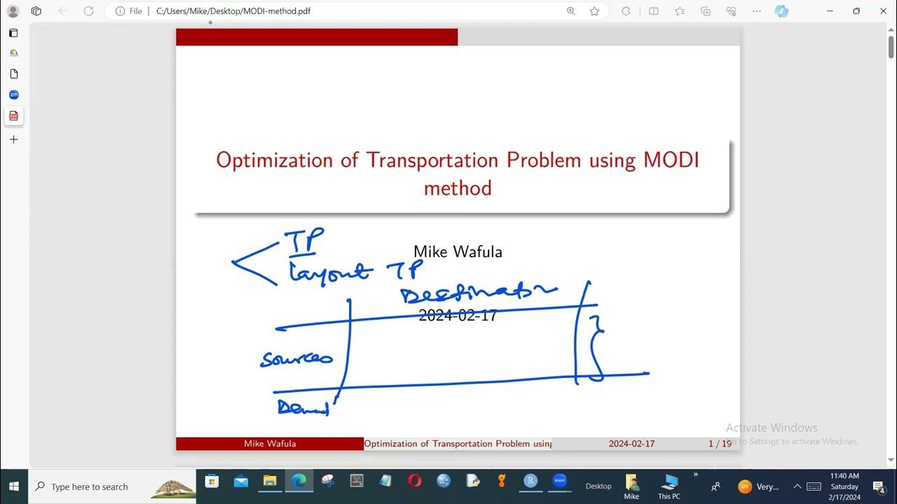 Optimization of Transportation Problem using MODI method - YouTube
