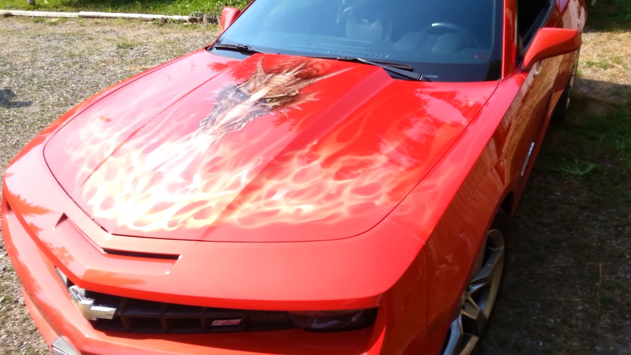 Custom ghost flames on a Camaro - YouTube
