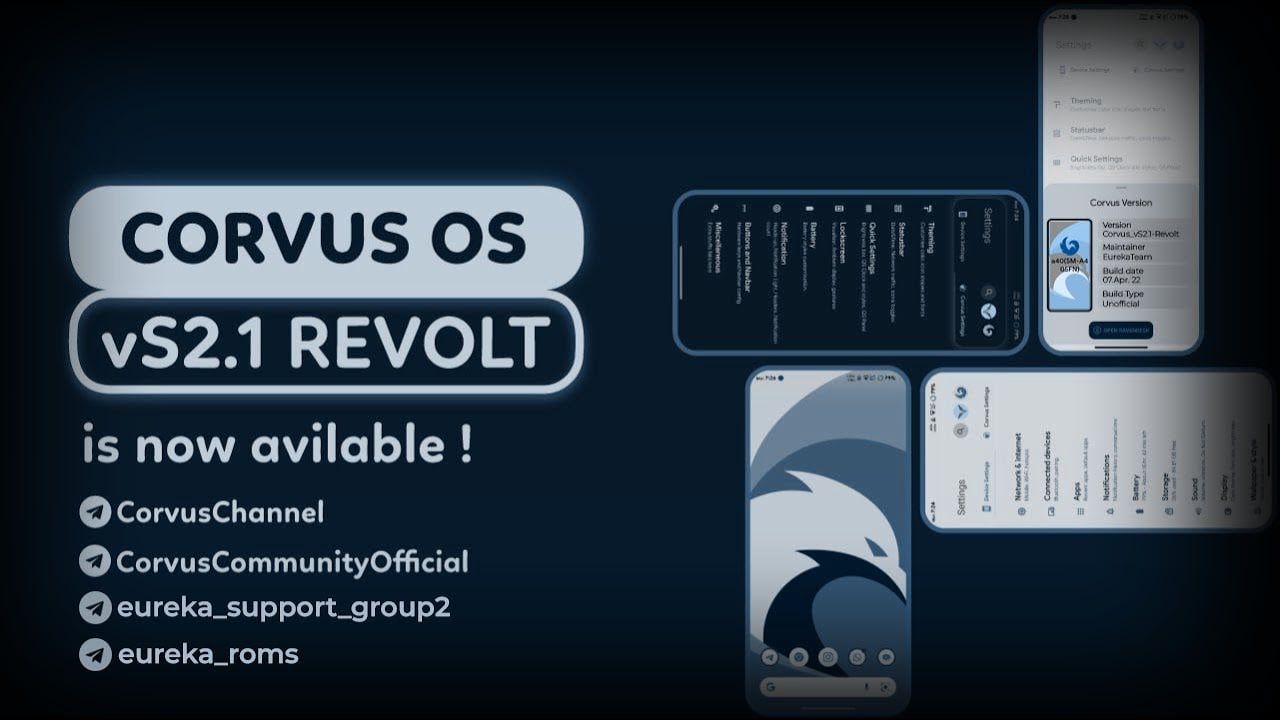 Corvus OS S2.1 - UNOFFICIAL | Revolt | Android 12.1 [L] | Devices A10 ...