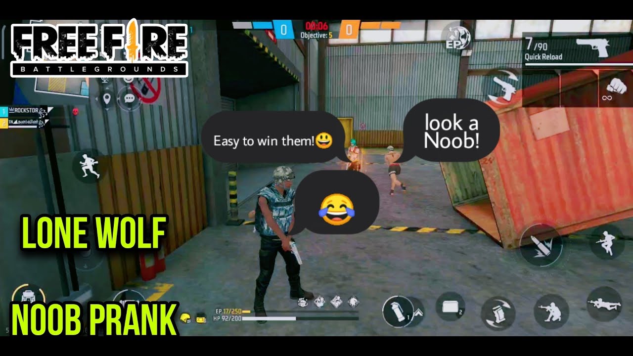 FREE FIRE Lone wolf Noob Prank! - YouTube