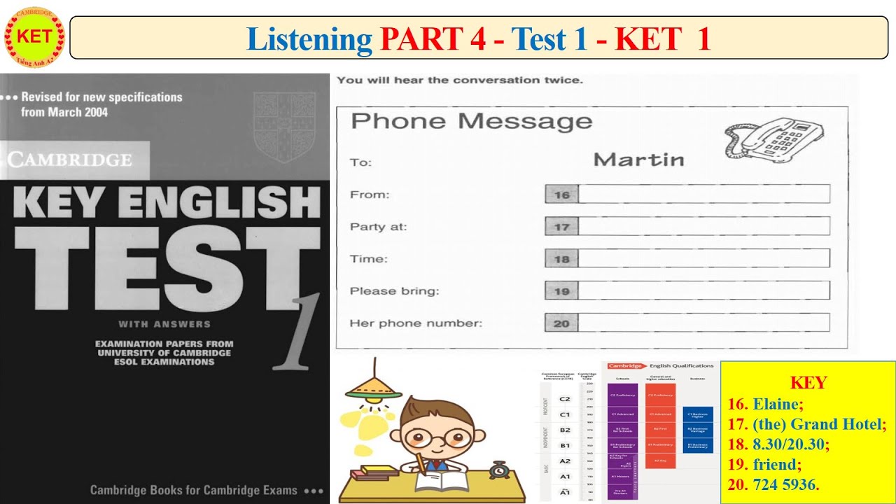 KET 1 Listening Part 4 Test 1 (Transcript + Key) - YouTube