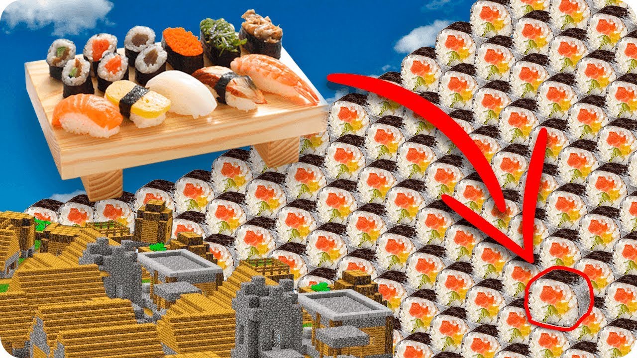 TSUNAMI DE SUSHI EN MINECRAFT | RETO DE LA BASE VS TSUNAMI EN MINECRAFT ...