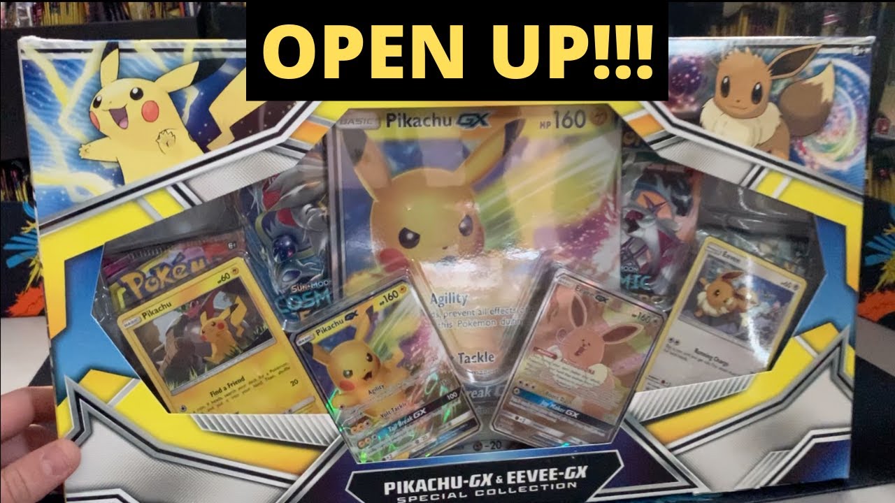 POKEMON OPENING! PIKACHU GX & EVEE GX special collection box! Booster ...