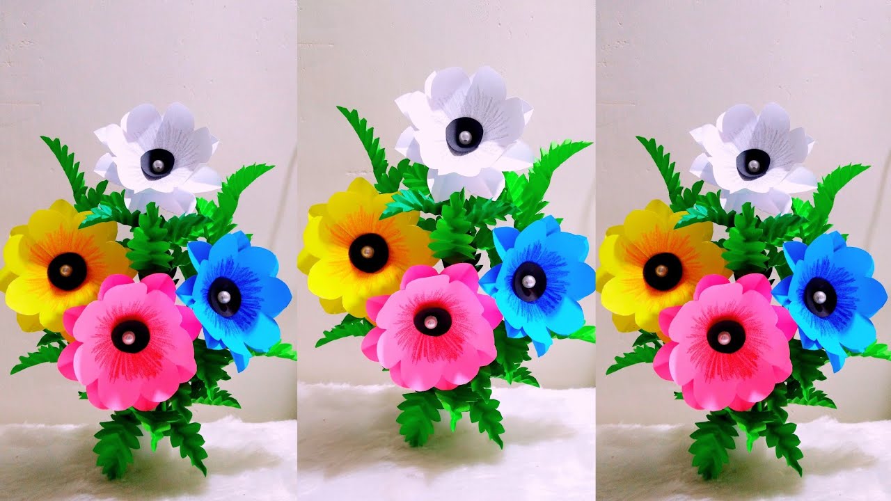 A4 nirmana / how to make beautiful paper flowers / a4 mal nirmana ...