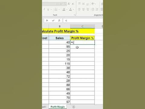 How to calculate PROFIT MARGIN with excel formula | MS Excel | #shorts ...