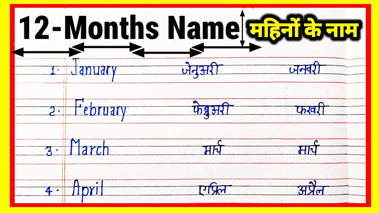12 Months Name|January February ki Spelling|months name in english and ...