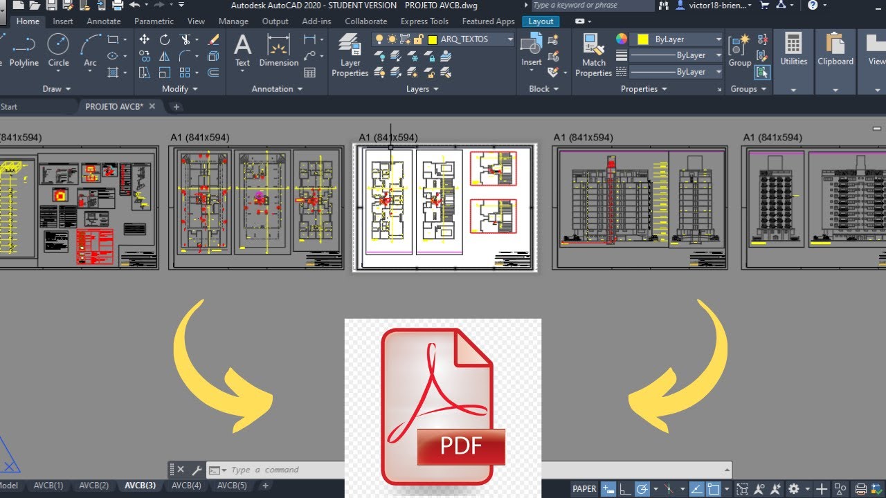 Como salvar vários Layouts em um único PDF no AutoCAD! - YouTube