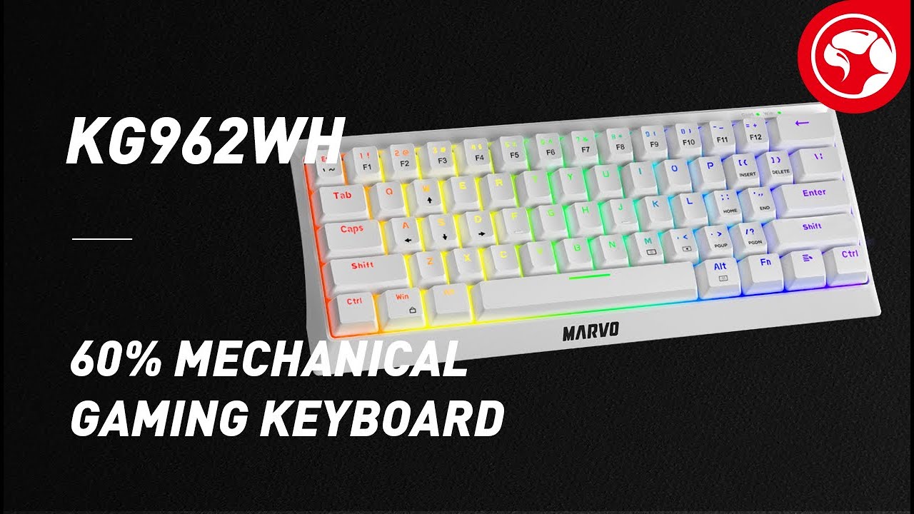 Introducing Marvo 61 Keys White Mechanical Gaming Keyboard #KG962 White ...