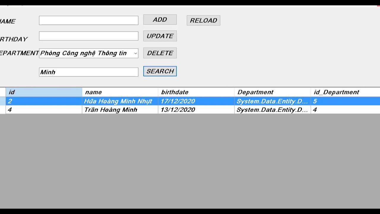 Windows Form connect DB using Entity Framework - Search function - YouTube