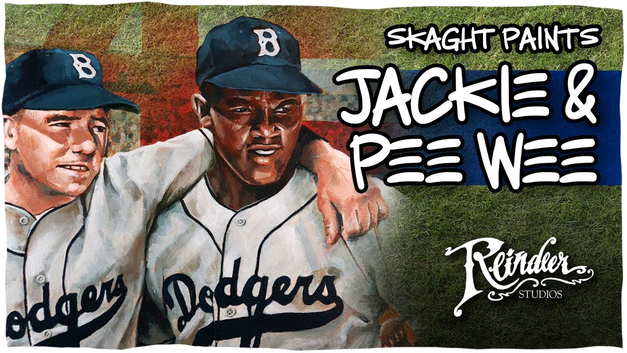 Jackie Robinson and Pee Wee Reese painting on canvas - YouTube