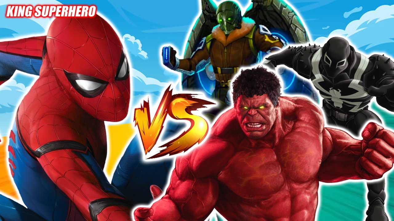 SPIDER MAN VS RED HULK, AGENT VENOM AND VULTURE‼️THE AVENGERS MARVEL ...