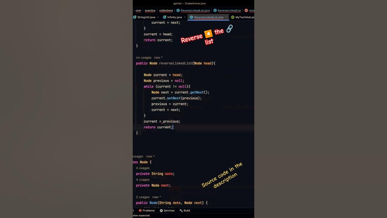 Reverse The Linked List In Java Java Linkedlist Datastructures Coding Viral Youtube