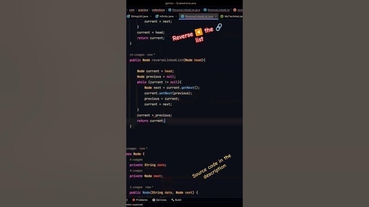 Reverse of a linked list in Java #java #linkedlist #datastructures #coding #programming - YouTube