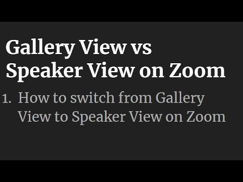 How To Switch Between Speaker View and Gallery View in Zoom - YouTube