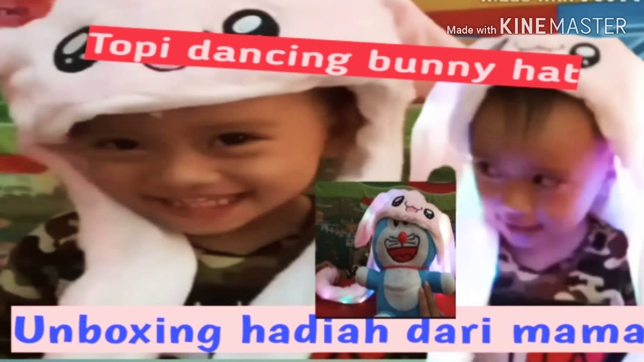 Unboxing hadiah dari mamah topi dancing kuping gerak bunny hut,topi ...