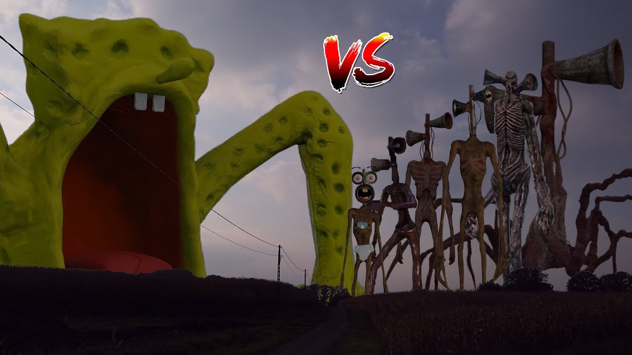 Spongebob Sea Eater VS ALL Siren Head Evolutions - YouTube