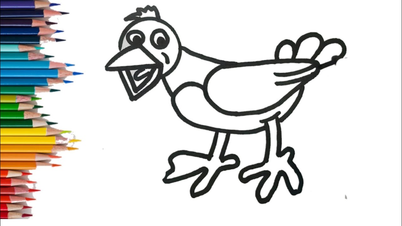 How To Draw Cartoon bird drawing || Easy Drawing For Kids And Toddlers ...