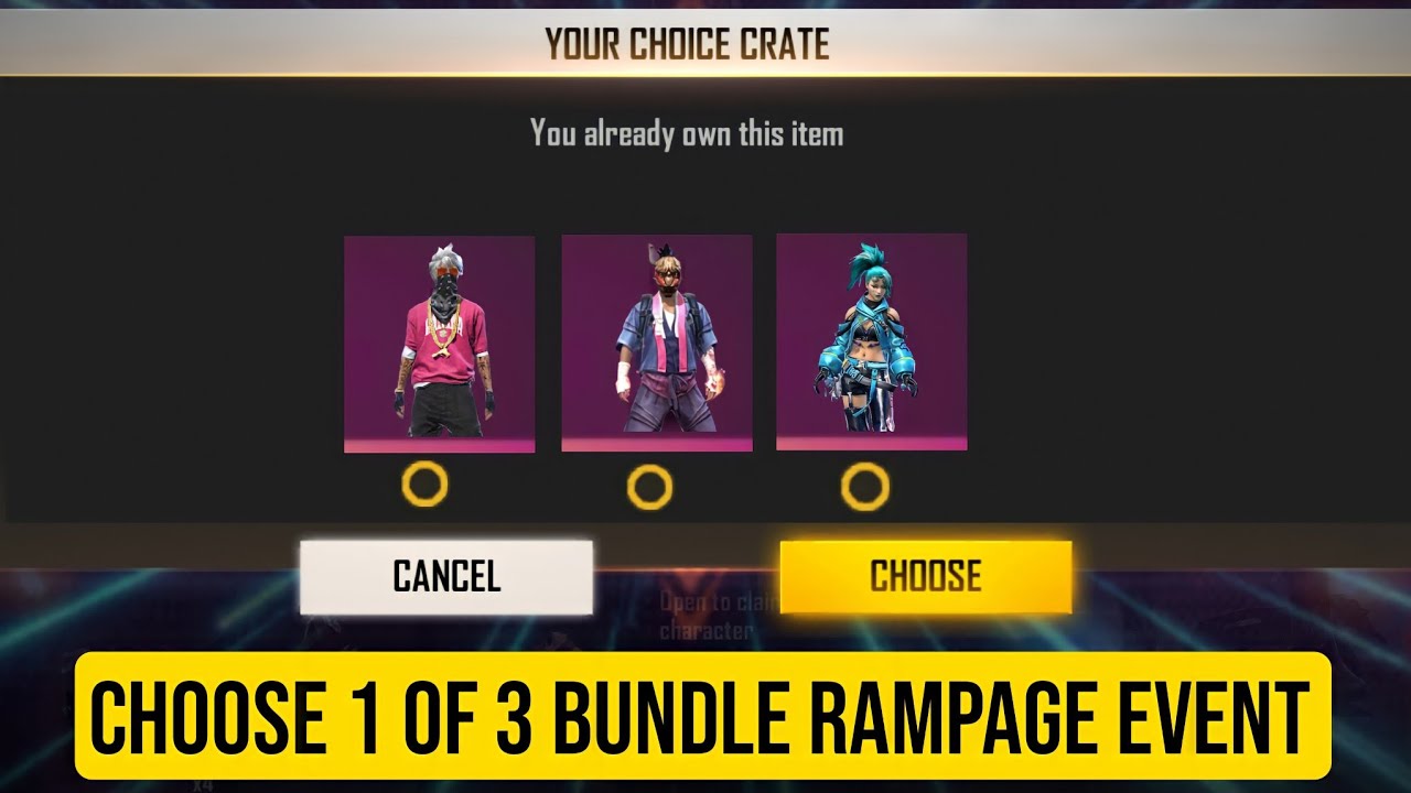 Choose 1 of 3 Rampage Bundle Free Fire | Hip Hop Bundle vs Sakura ...
