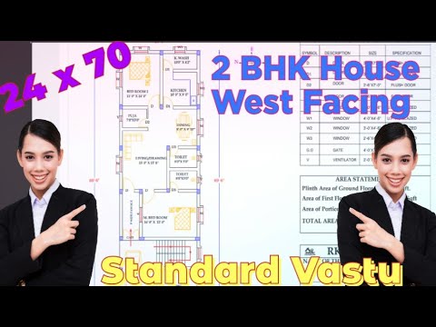 24 x 70 West facing 2 BHK House Plan as Per Standard Vastu. - YouTube