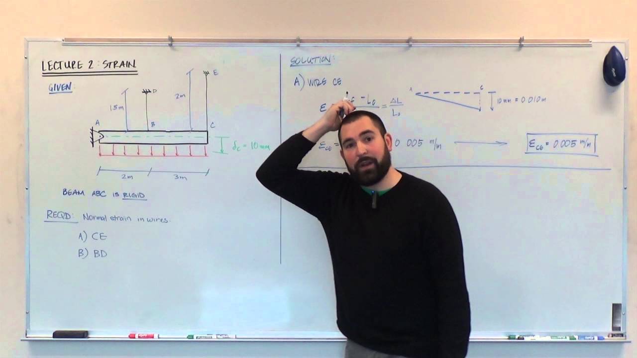 EAS212_Lecture 2 - Example Problem 1 (Normal Strain) - YouTube