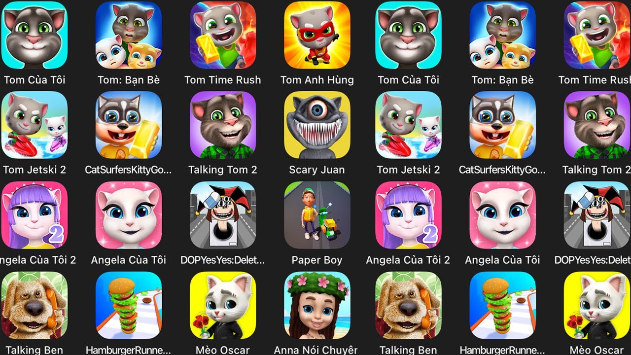 Talking Tom,Angela Cua Toi,Tom Jetski 2,Talking Ben,Tom Ban Be ...