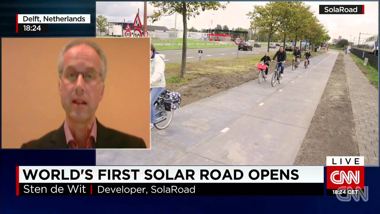 Solar bike path opens in the Netherlands - YouTube